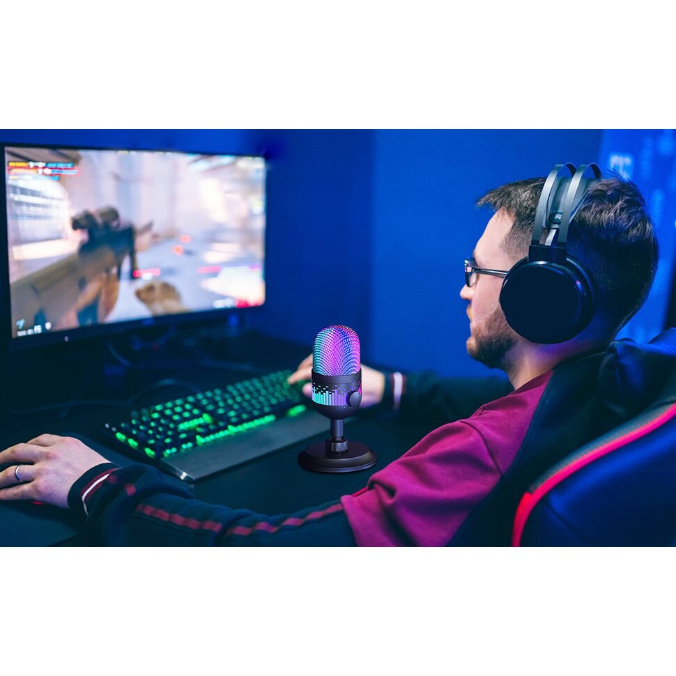 Microfon Streaming, gaming, USB, reglare flexibila, compatibil Win/Mac ...