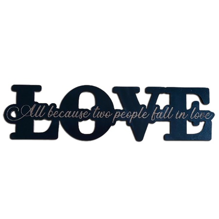 Decoratiune lemn ''LOVE', mesaj gravat laser, 40 cm, lemn negru ...