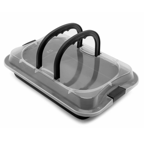 Tava de copt antiaderenta cu capac din plastic transparent, tava ...