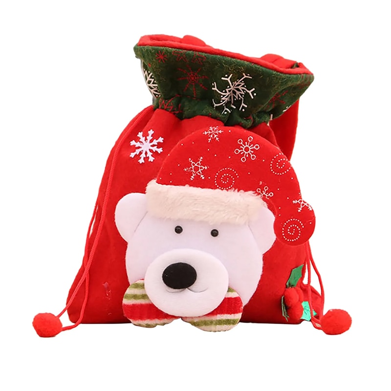 Saculet pentru cadou, model de sarbatoare cu personaje de poveste, ursulet, strangere reglabila ...