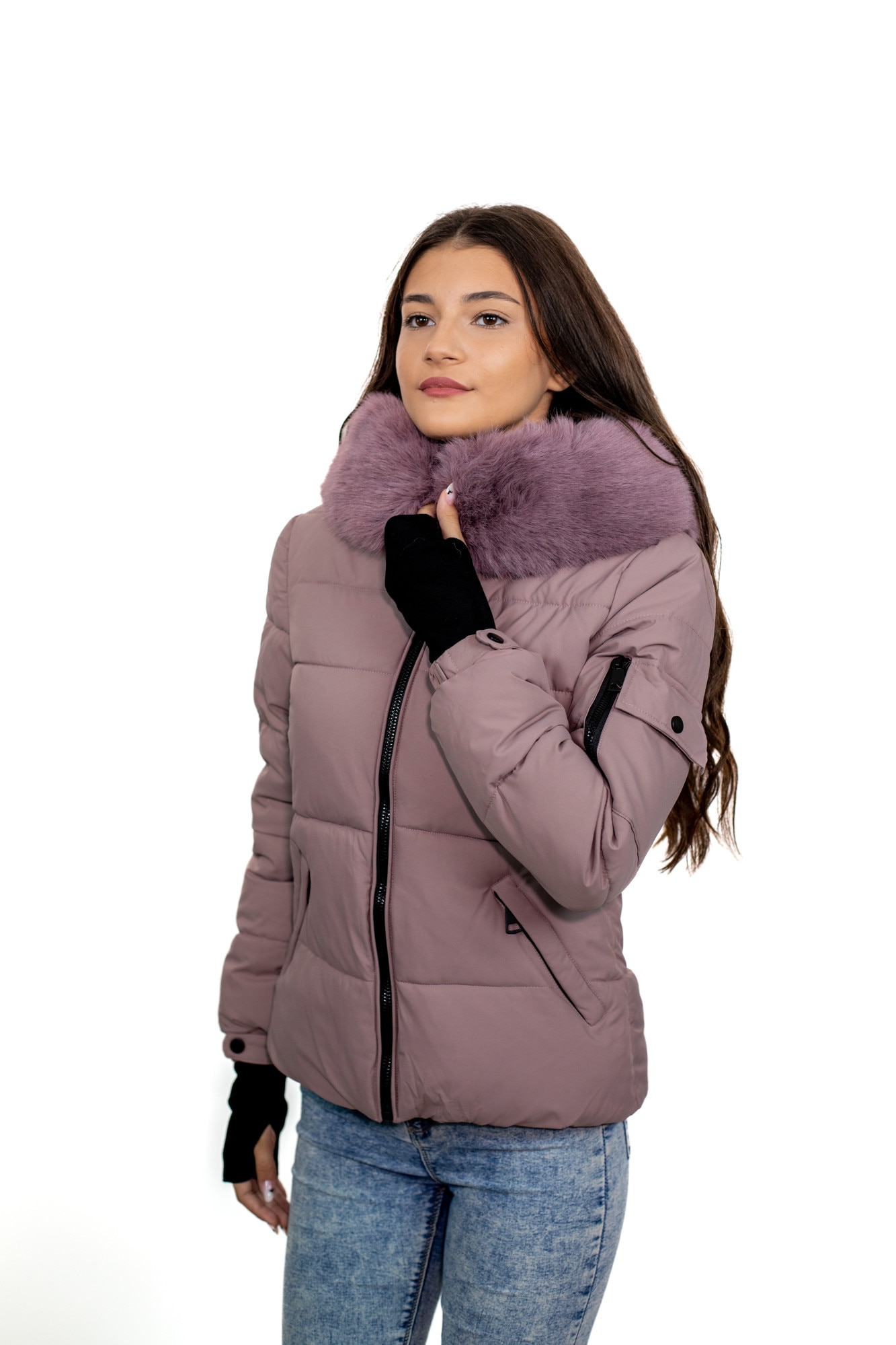 Geaca dama 269, Roz pudrat, L - eMAG.ro