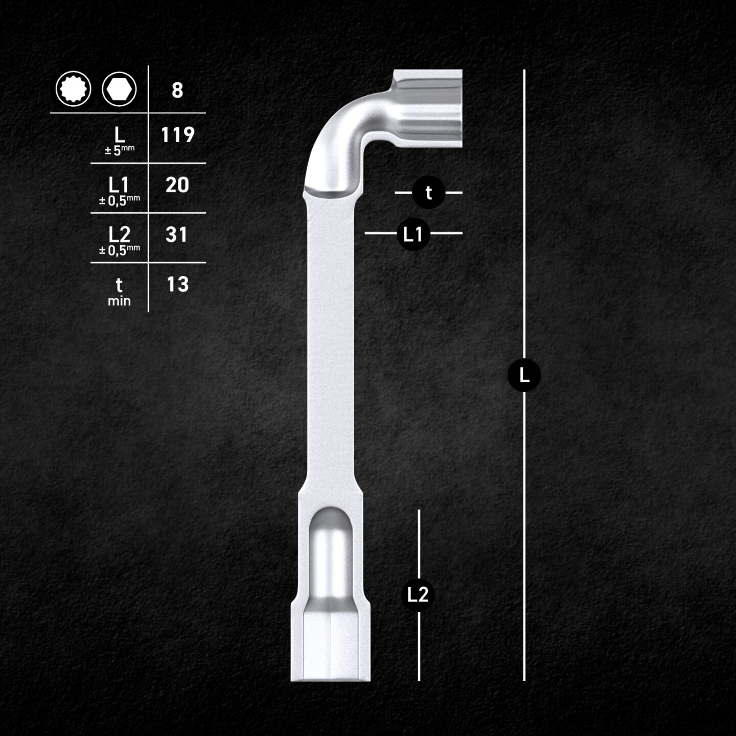 Cheie tubulara perforata, MJW, Otel, 8 mm, Argintiu - eMAG.ro