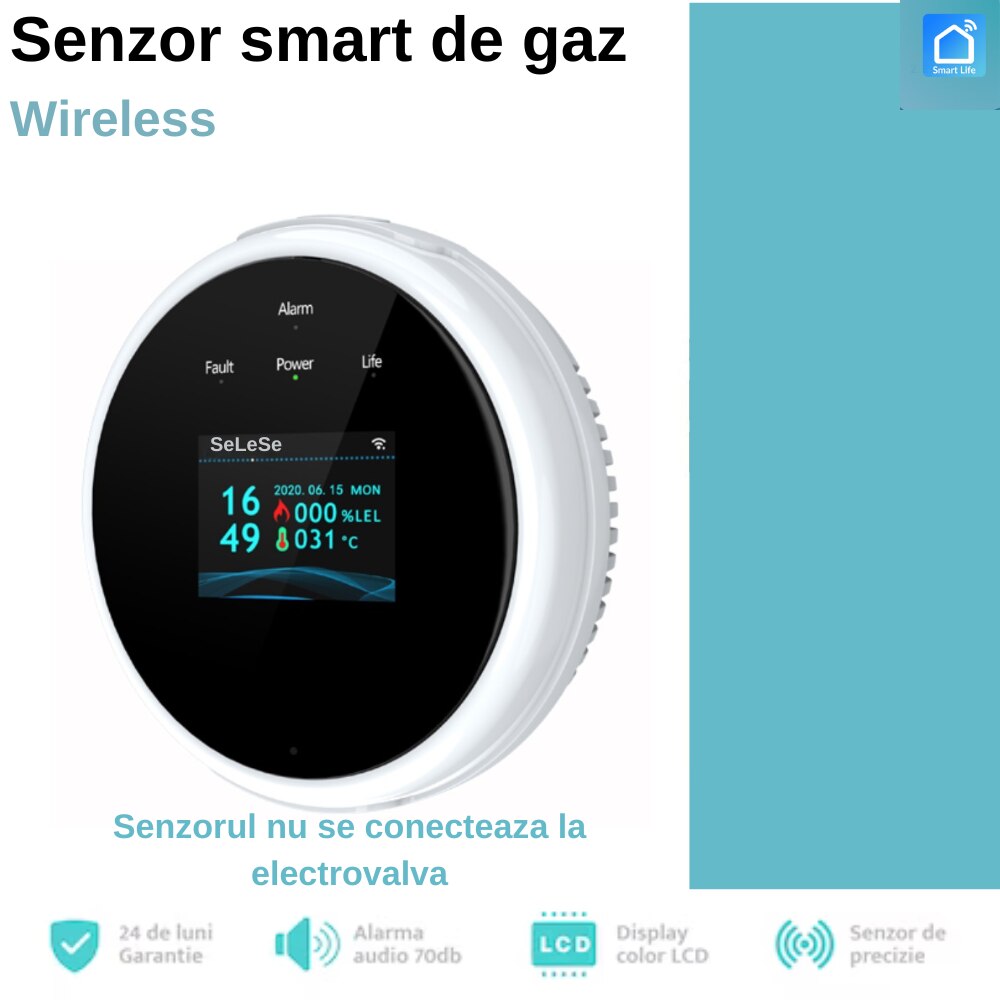 Detector cu senzor de gaz wireless SeLeSe, portabil, pentru detectare ...