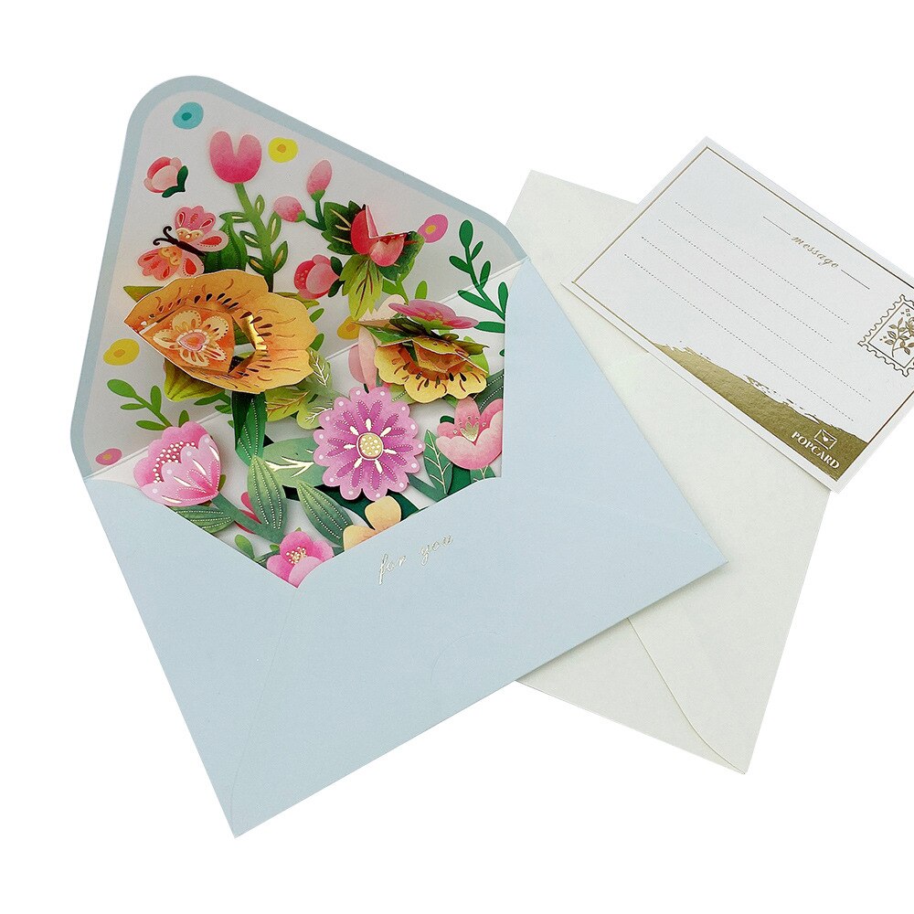 Felicitare 3D Pop-up, EZGETOP®, model de floare -15x11.5cm, cu plic alb ...