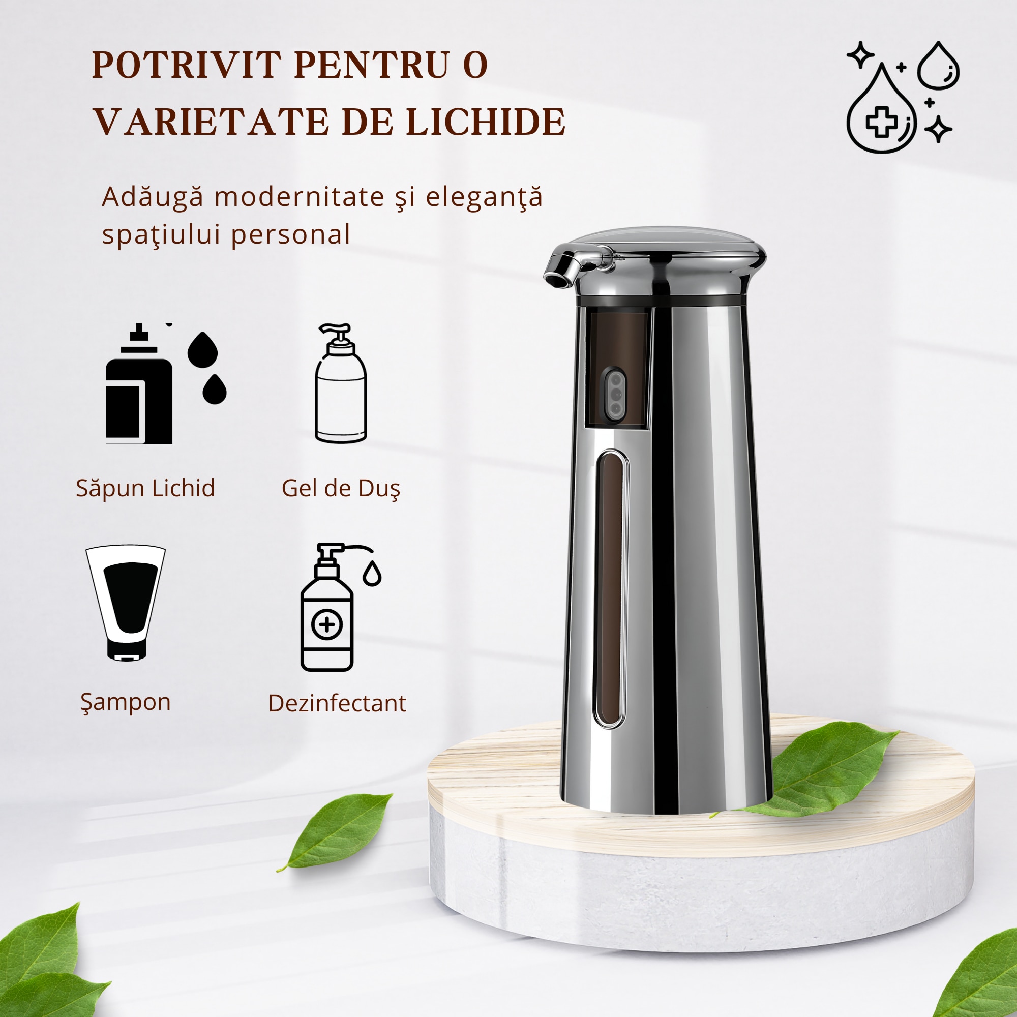 Dozator automat de sapun lichid, ZEQAS, senzor inteligent Touchless ...