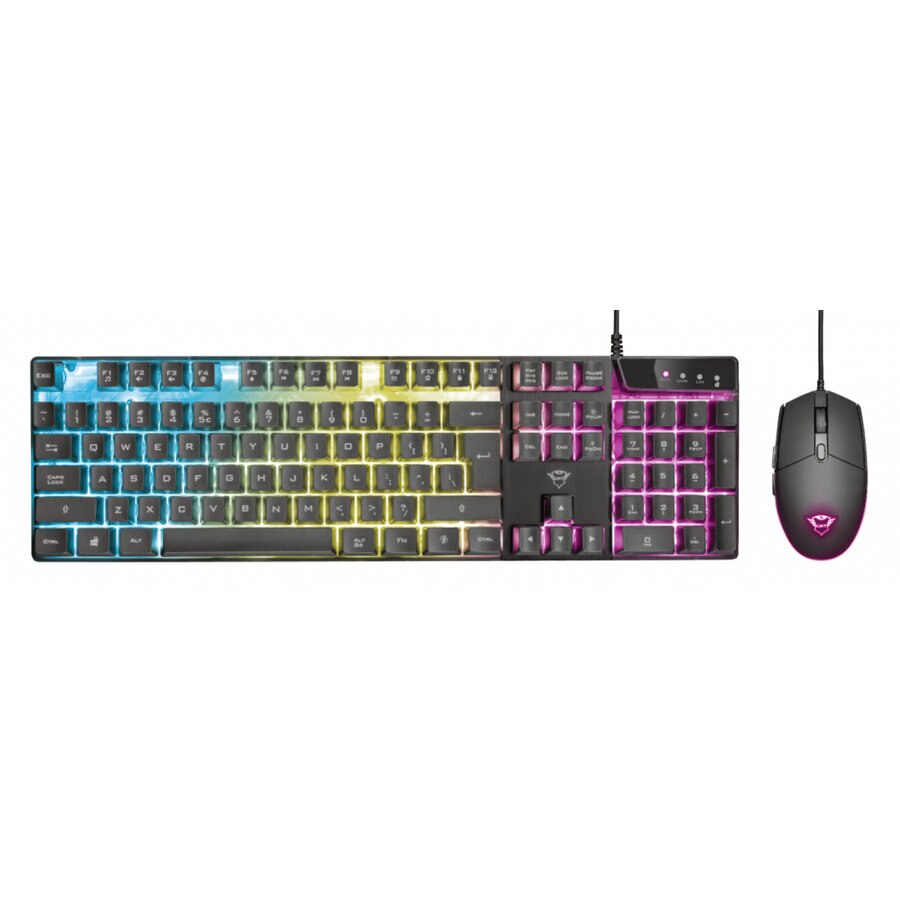 Tastatura Trust GTX 838 Azor Gaming si mouse, Combo, Iluminare RGB ...