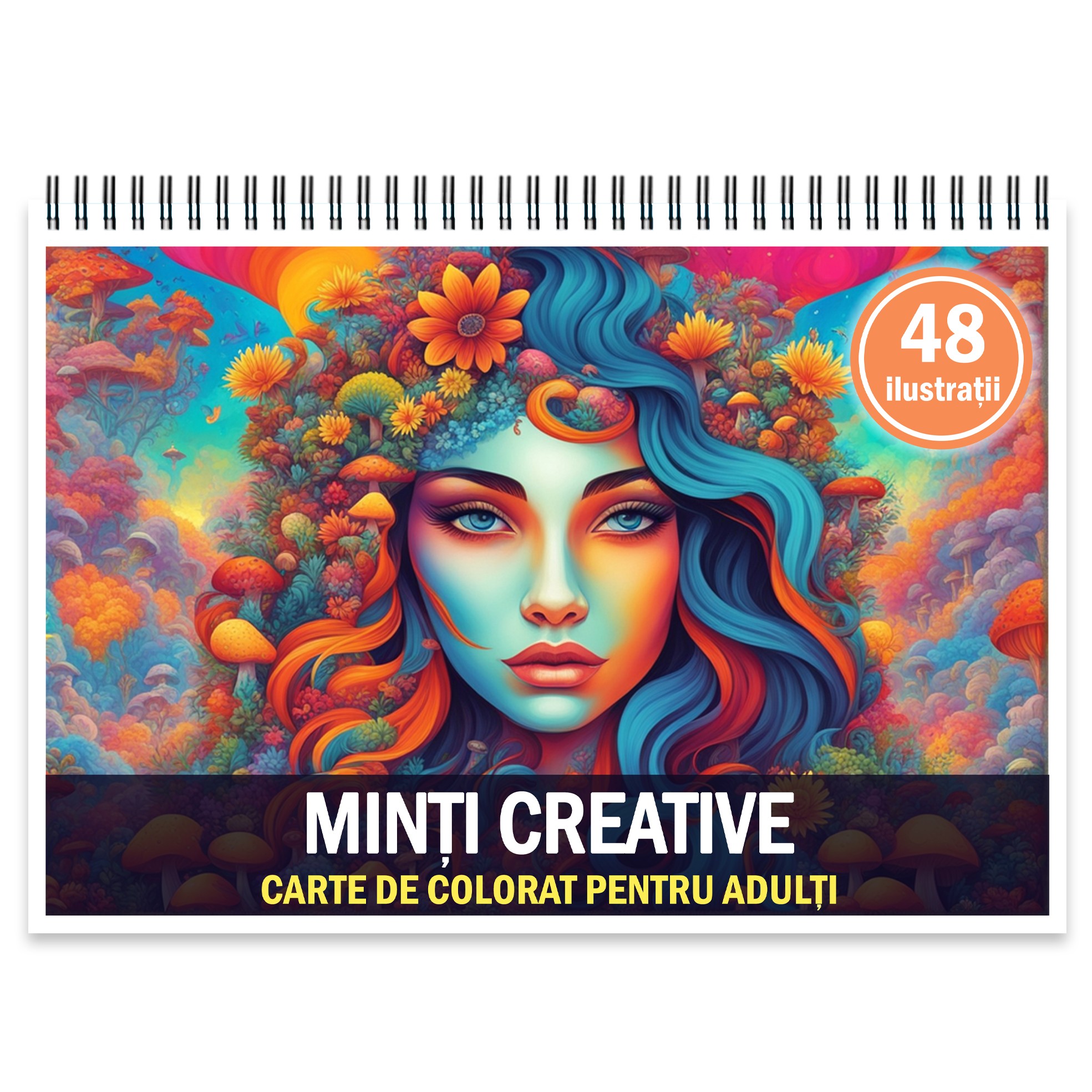 Carte de colorat cu 48 de ilustratii, Minti Creative, 102 pagini - eMAG.ro