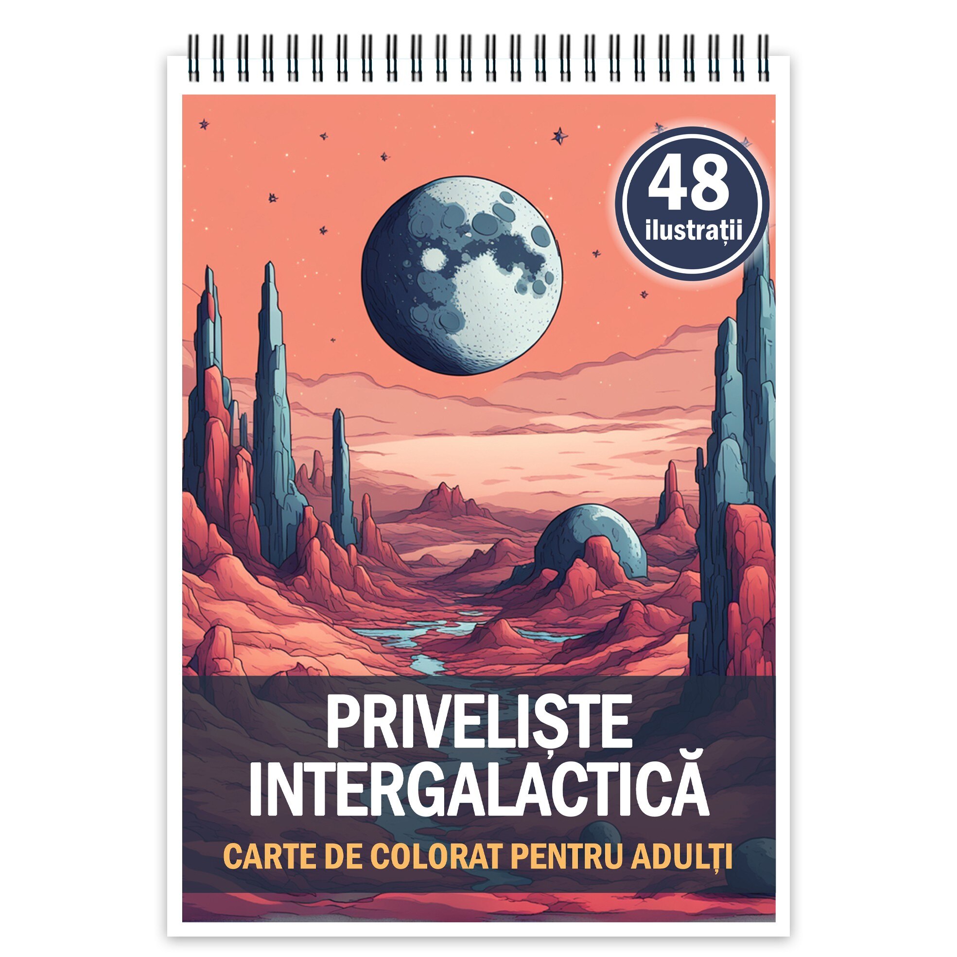 Carte de colorat cu 48 de ilustratii, Priveliste intergalactica, 102 ...