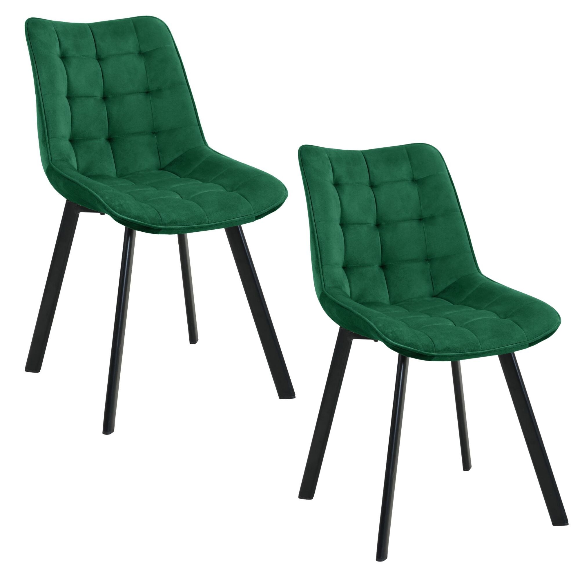 Set 2 scaune, Akord Furniture Factory, Otel/Catifea, Verde - eMAG.ro