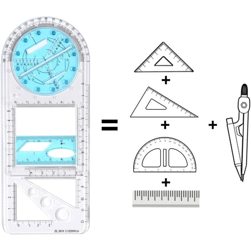 Set 2 Rigla de desen multifunctionala, JENUOS庐, Protractor, 4 in 1 ...