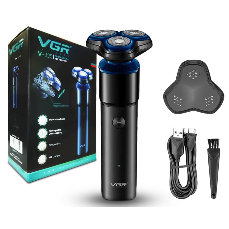 Aparat profesional de ras cu capete rotative triple, VGR V325, negru - eMAG.ro