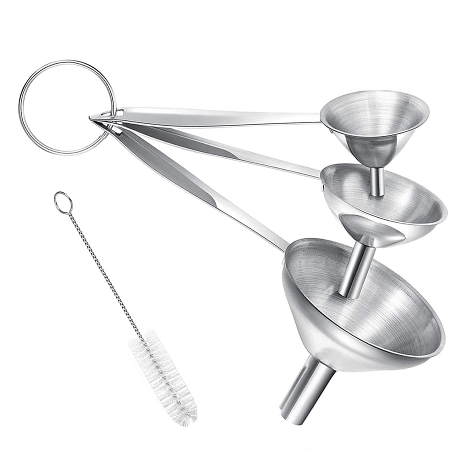 Set 3 buc palnie inox pentru borcane, NUODWELL, Echipat cu perie de ...