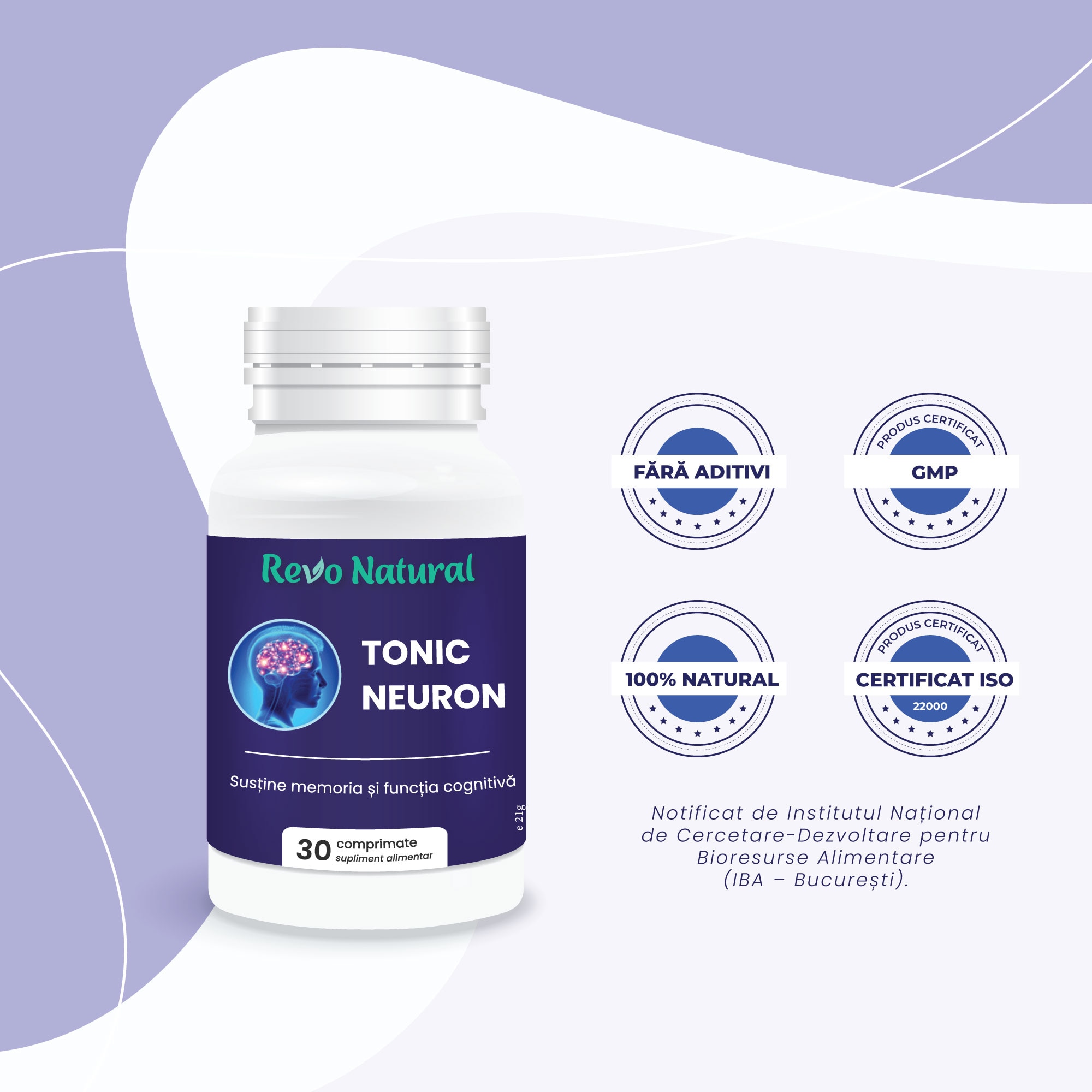 Supliment alimentar pentru memorie, Tonic Neuron, 30 comparimate, Revo ...
