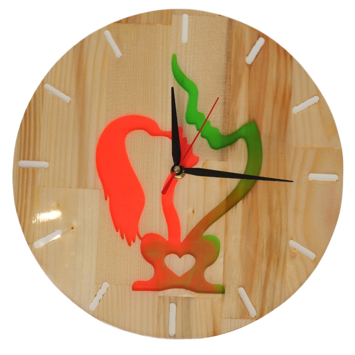 Ceas Perete Handmade „El & Ea” din Lemn de Brad si Rasina Epoxidica ...