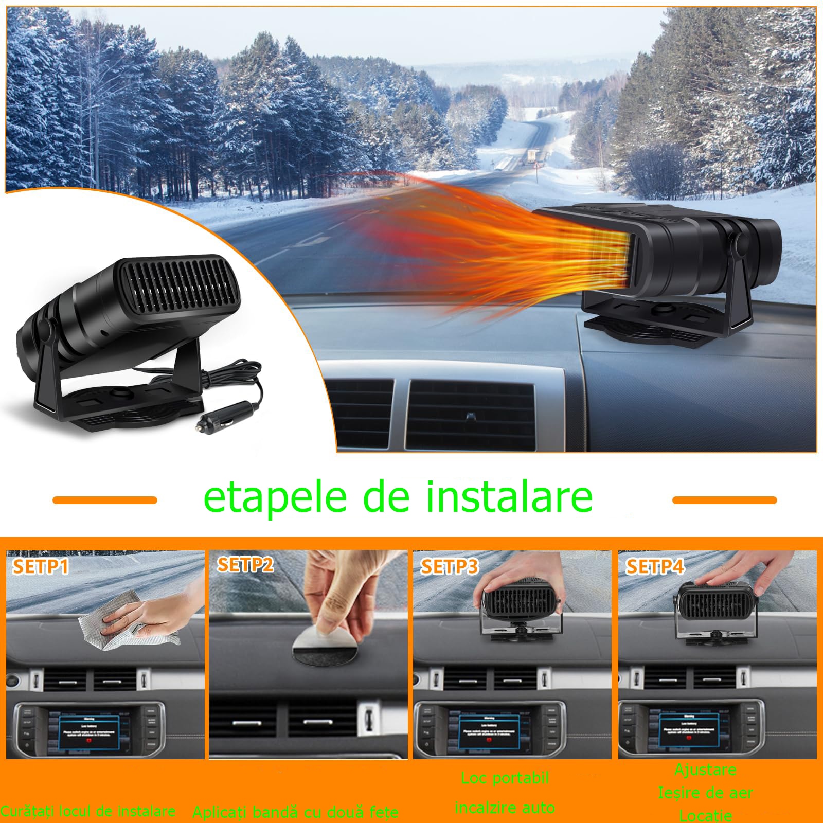 Incalzitor de masina, 12V, 120W, Negru - eMAG.ro