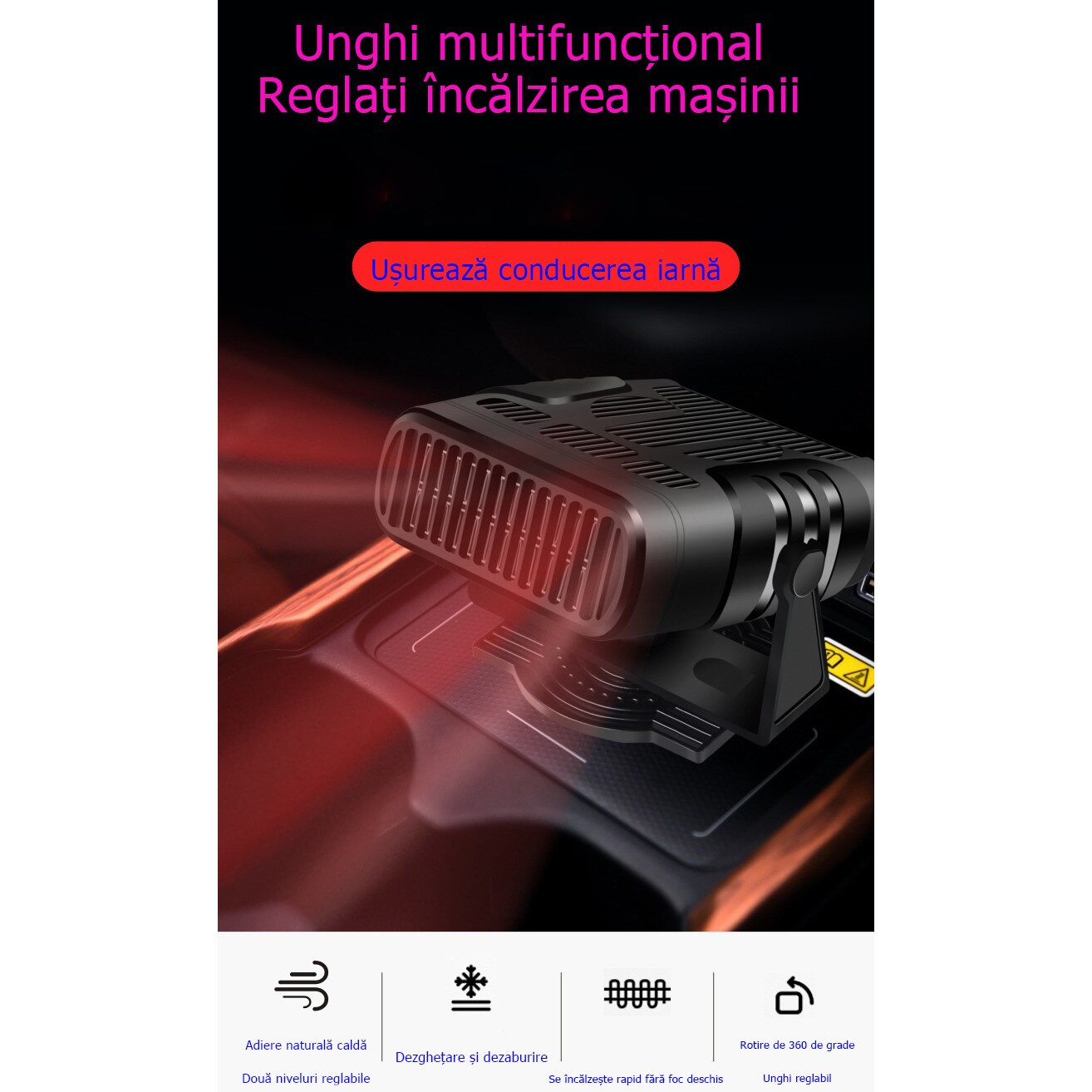 Incalzitor de masina, 12V, 120W, Negru - eMAG.ro