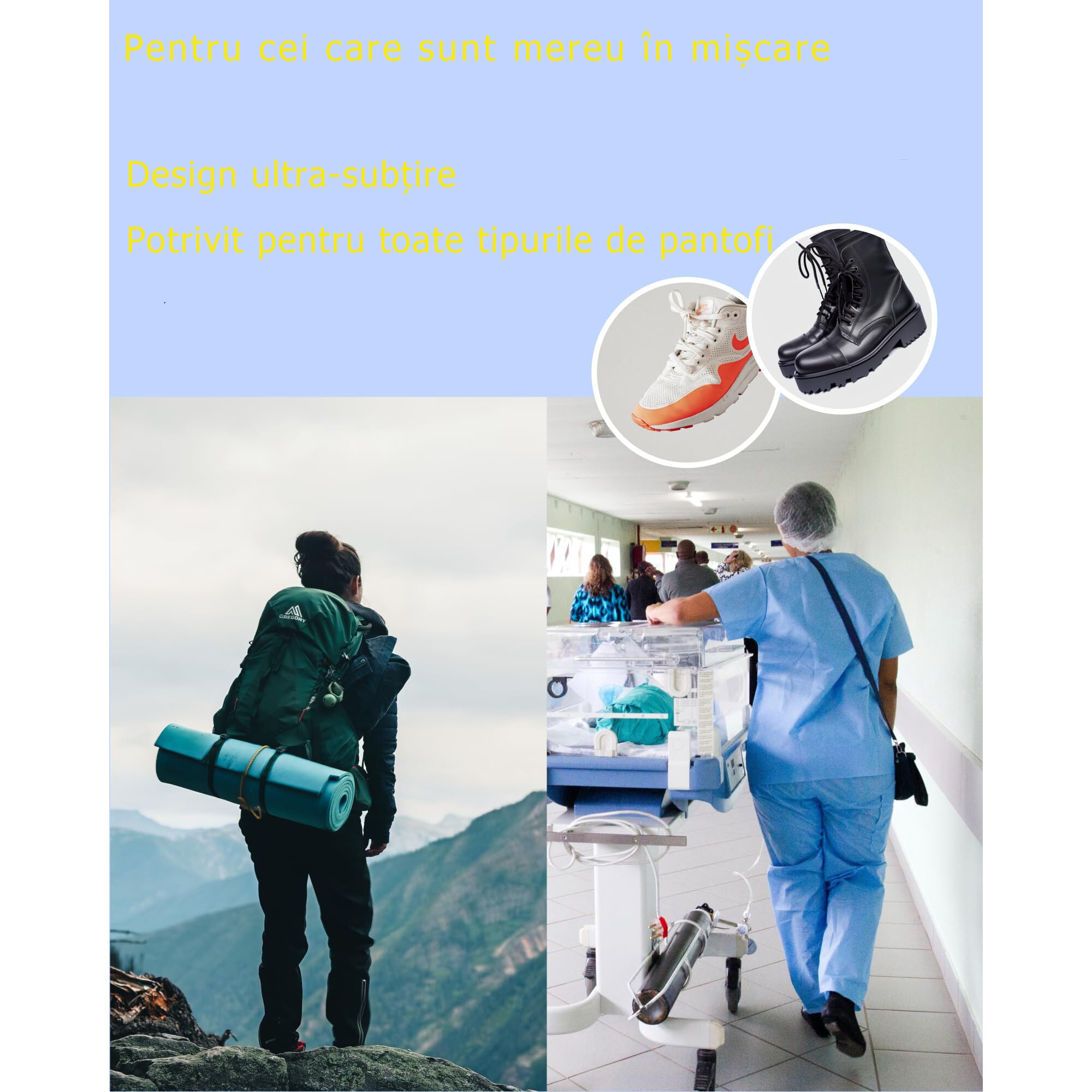 Set 2 branturi confortabile pentru calcai, Transparent/Albastru - eMAG.ro