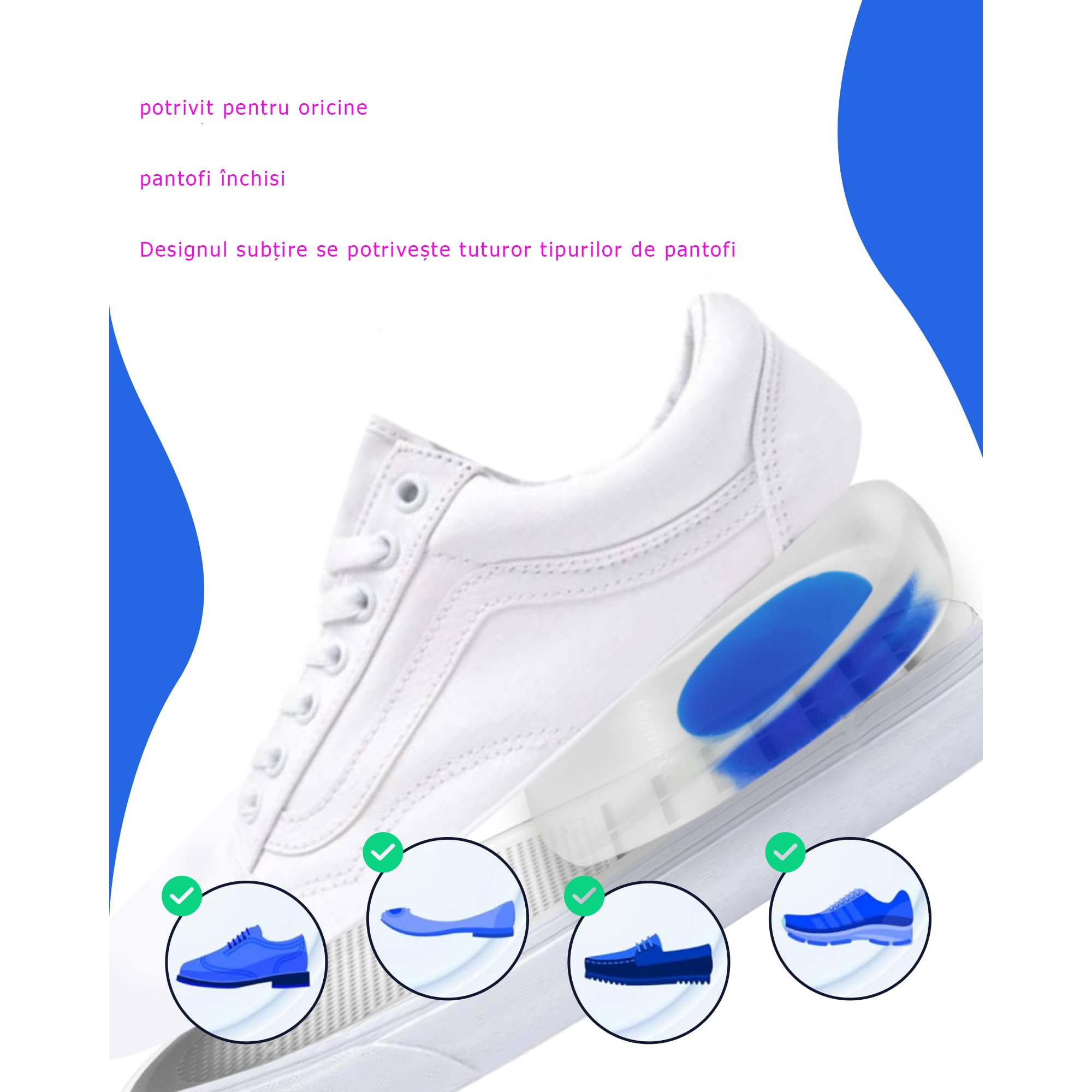 Set 2 branturi confortabile pentru calcai, Transparent/Albastru - eMAG.ro