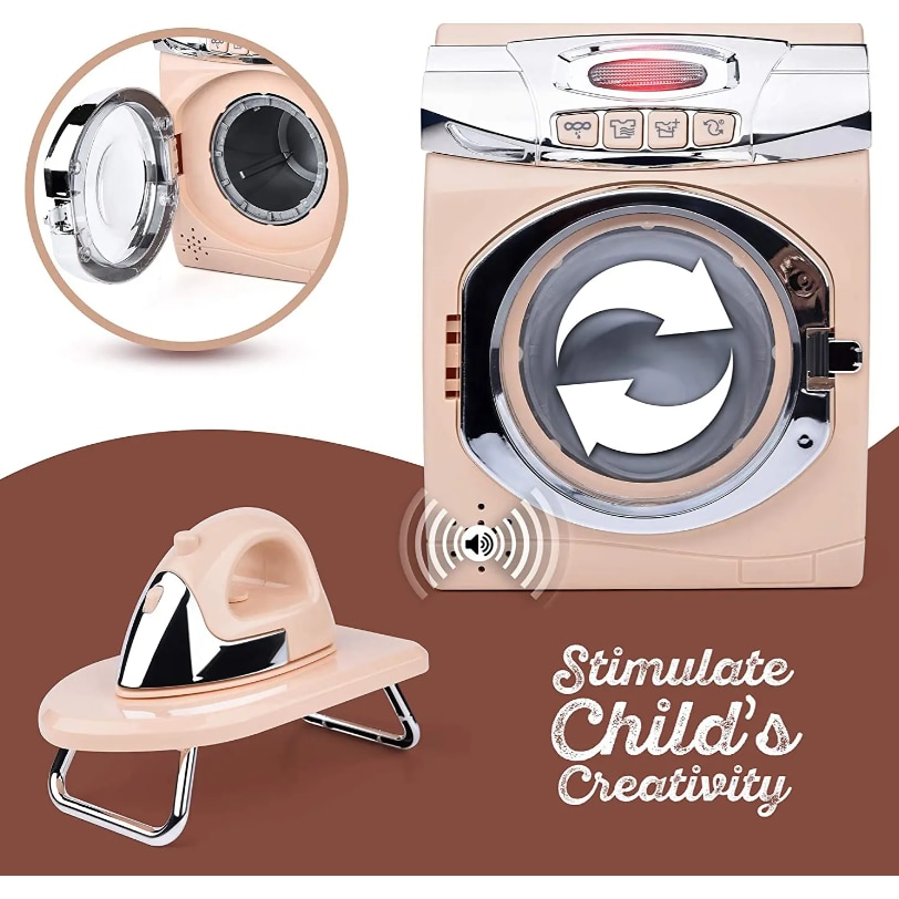 Set mini masina de spalat rufe si fier de calcat, Loka, Efect de sunete ...