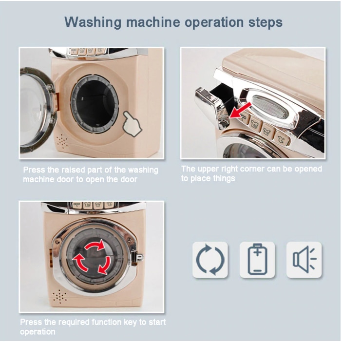 Set mini masina de spalat rufe si fier de calcat, Loka, Efect de sunete ...