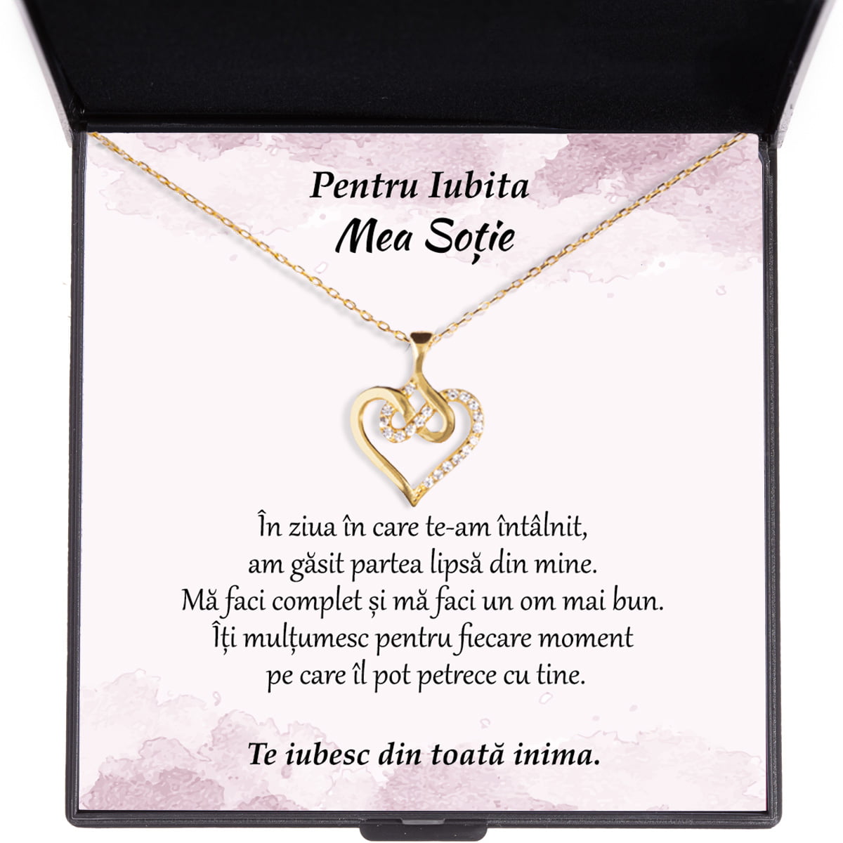 Colier pentru Sotie – Multumesc – Inima infinita Auriu - eMAG.ro