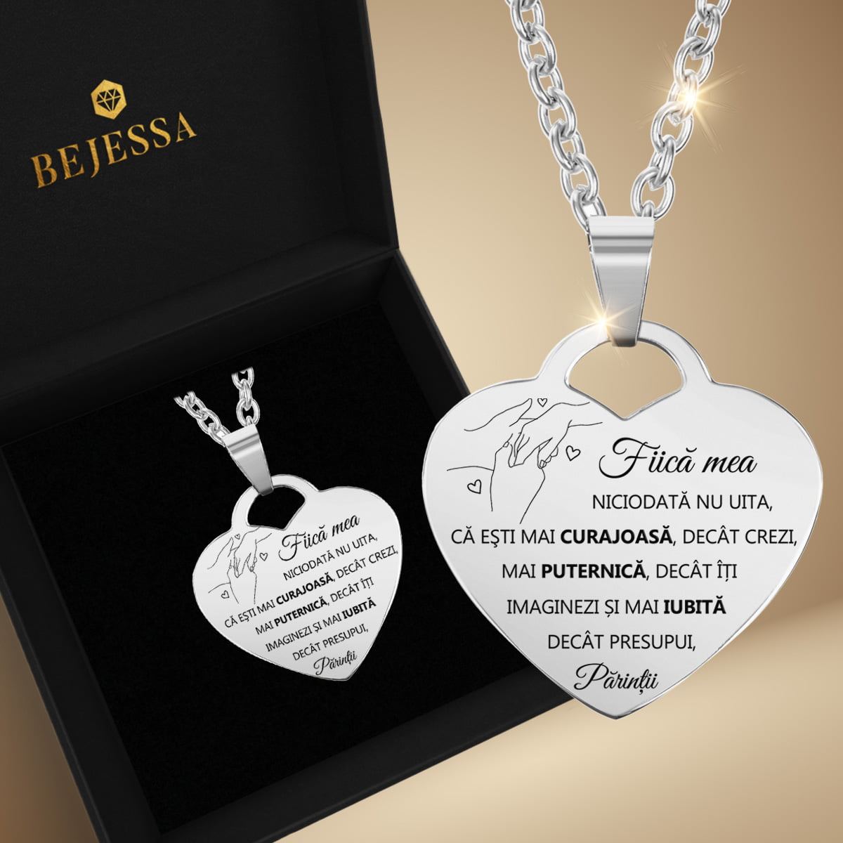 Colier Cu Inima Gravata Pentru Fiica De La Parinti - Sa Nu Uiti ...