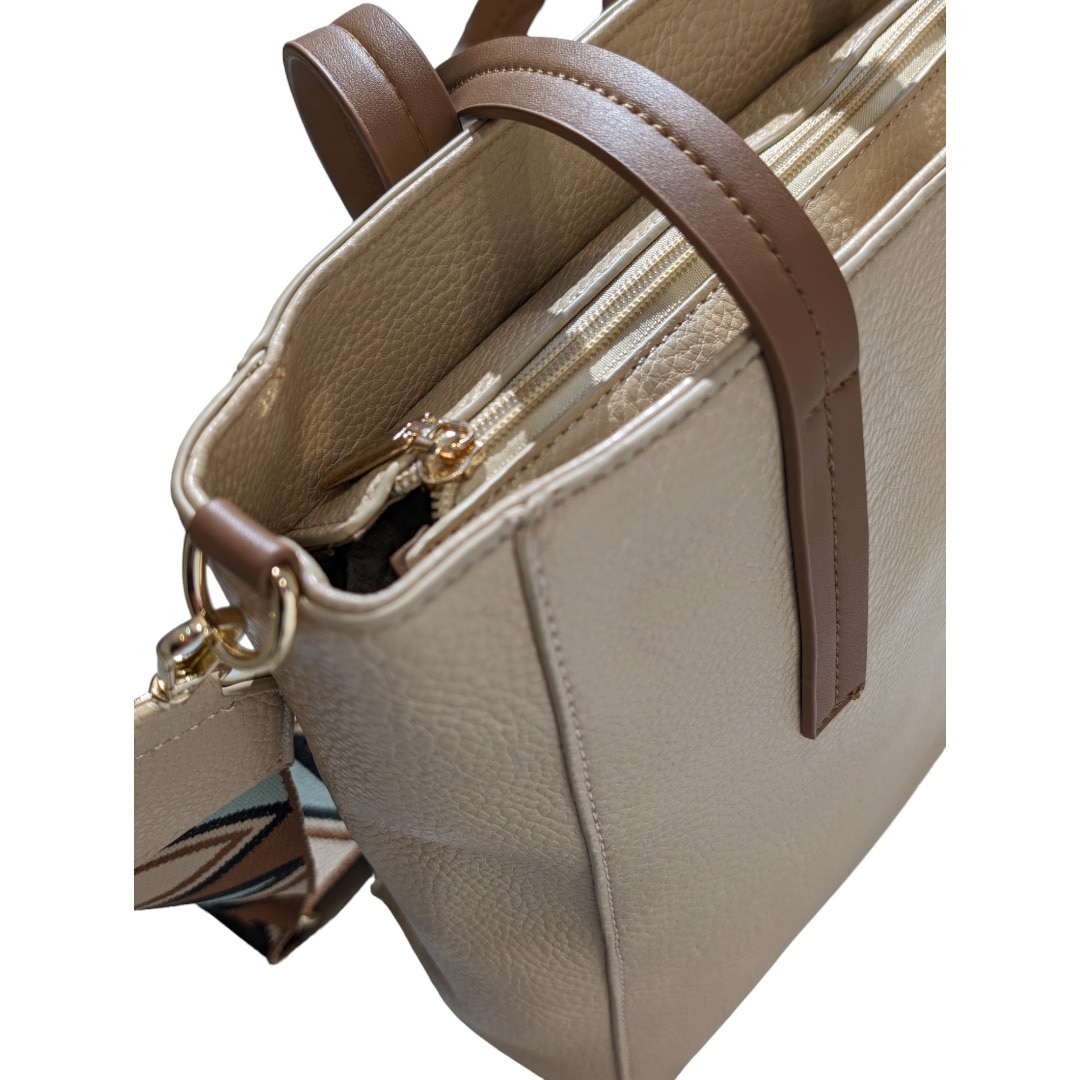 Geanta dama cu doua manare fixe si bareta lata, colorata, din material ...