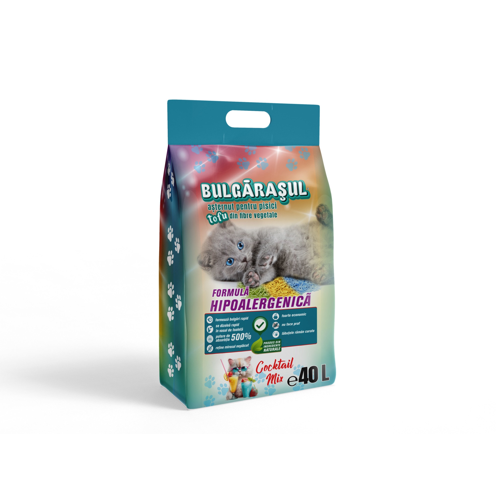 Asternut igenic pentru pisici tofu, cocktail mix 40L - eMAG.ro