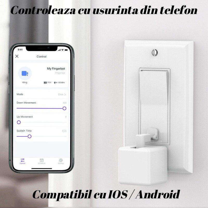 Declansator mecanic, Buton, Pornit/Oprit, Bluetooth, Alb, usor de ...