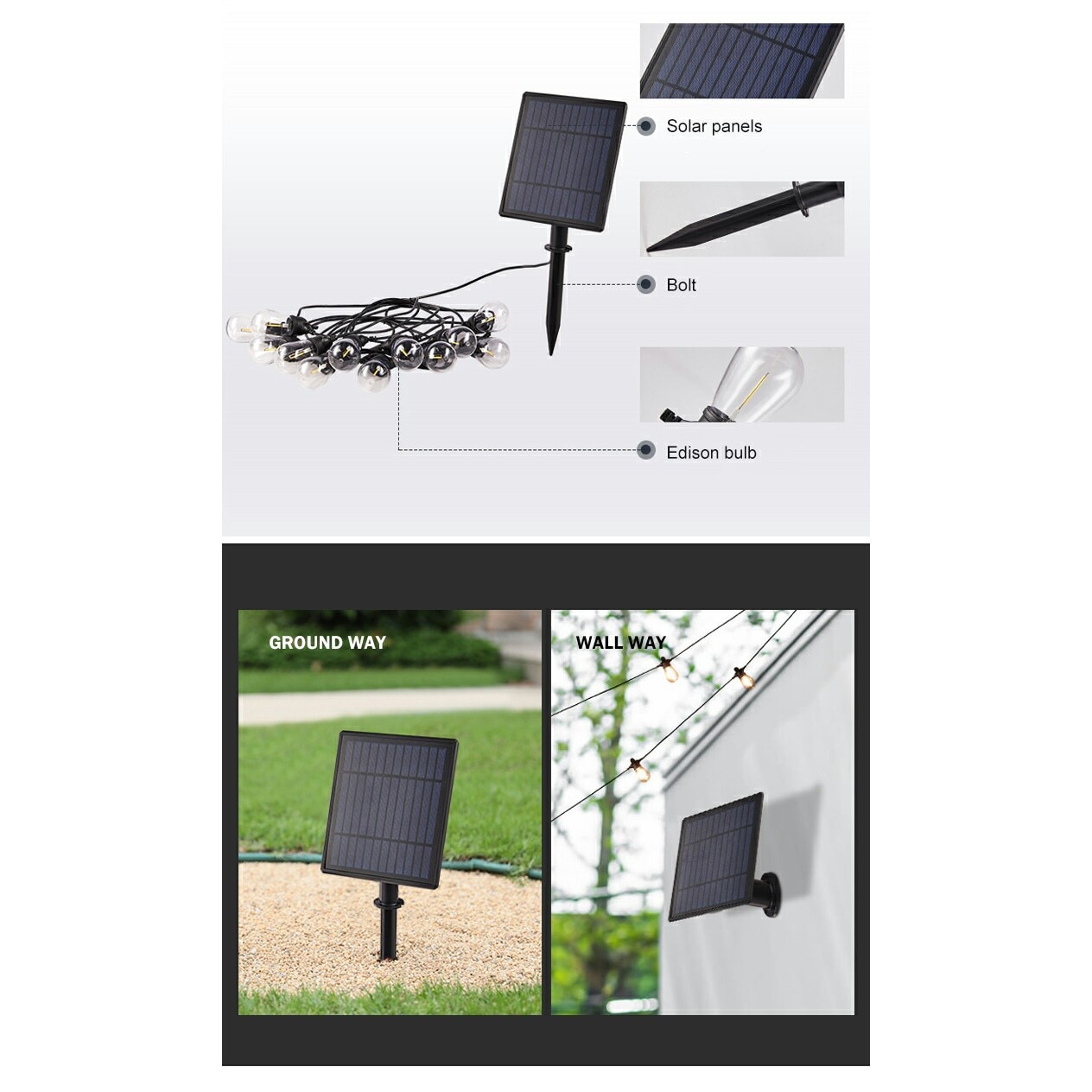 Panou solar cu 12 becuri, IntellHub®, Multicolor, Pentru decor exterior ...