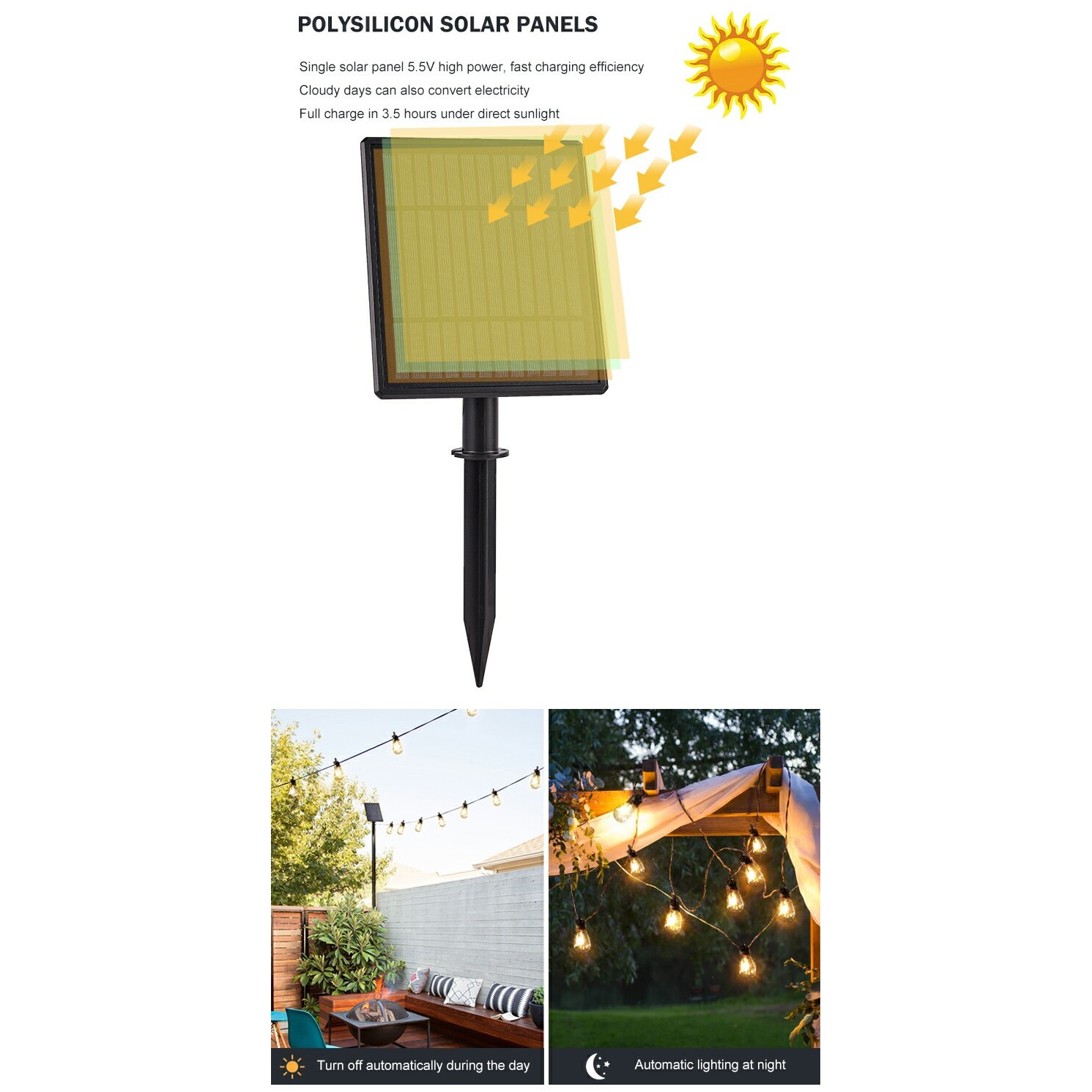 Panou solar cu 12 becuri, IntellHub®, Multicolor, Pentru decor exterior ...