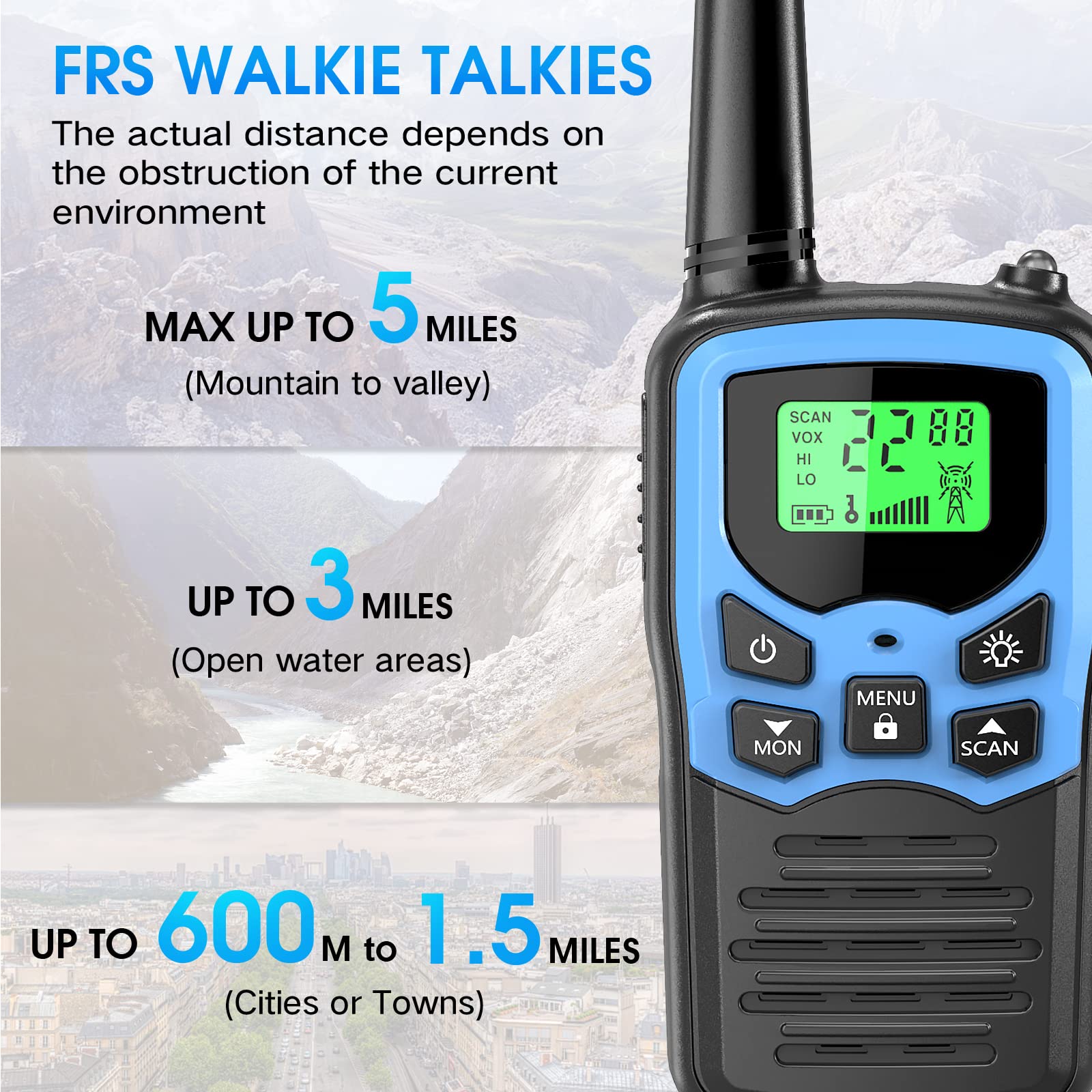 Pachet de 2 walkie talkie, WALALLA, cu raza lunga de actiune, pentru ...