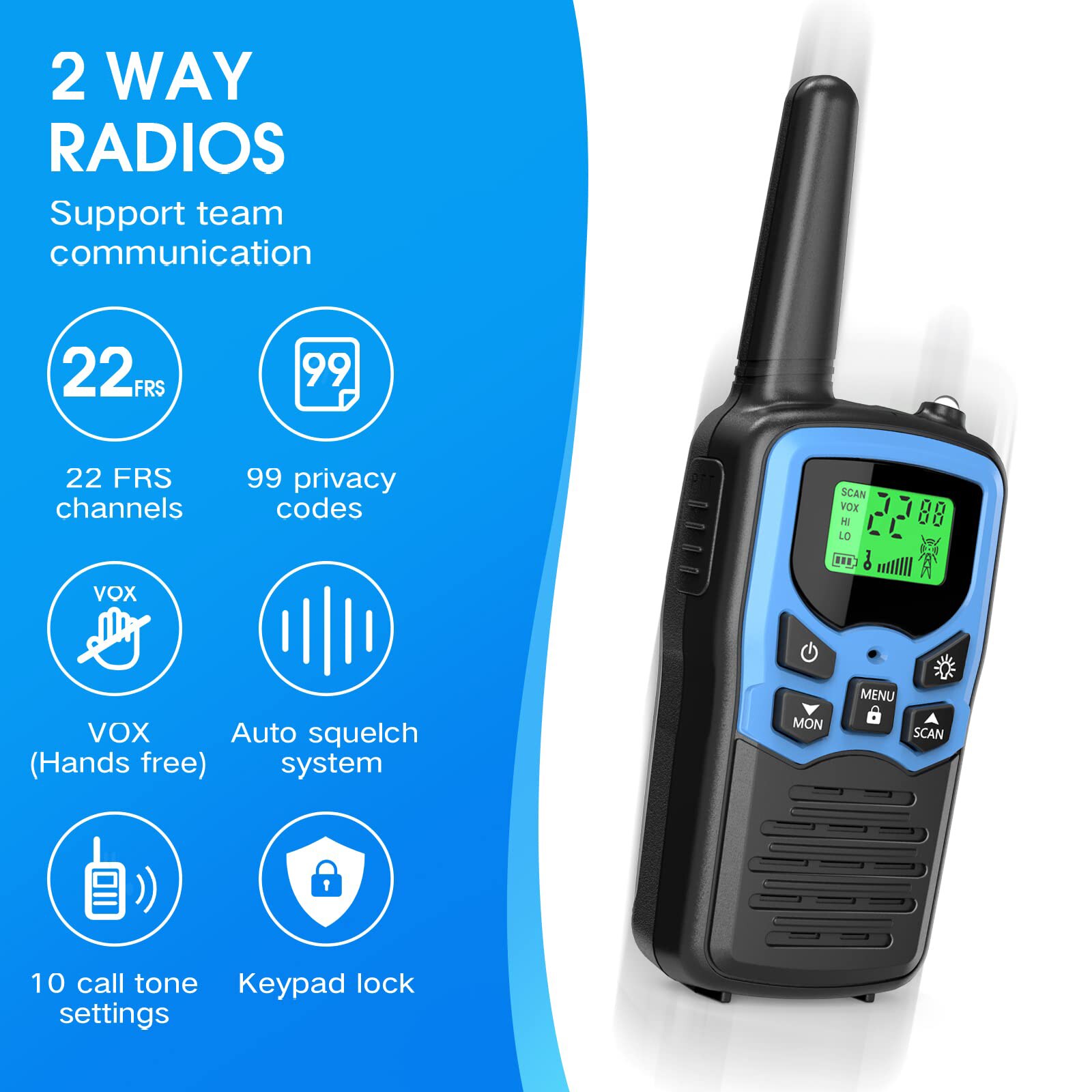 Pachet de 2 walkie talkie, WALALLA, cu raza lunga de actiune, pentru ...