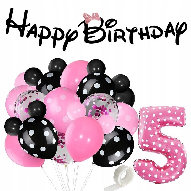 Set aniversare, Cifra 5, Latex, Roz, 45elemente - eMAG.ro