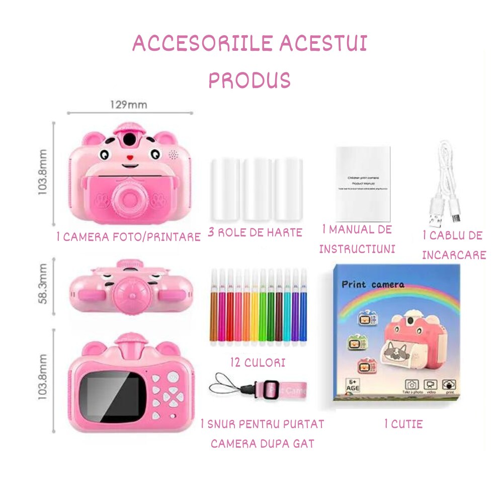 Camera foto digitala pentru copii, fotografii la minut, HD, termica ...
