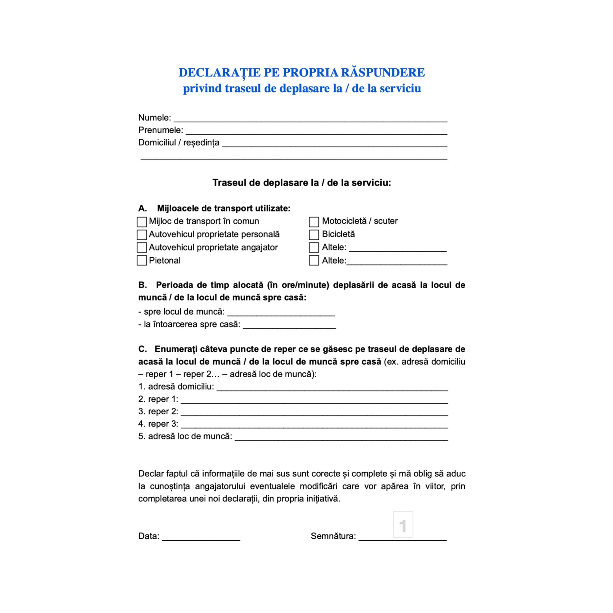 Set fise de instruire, 5 SSM+5 SU, cu declaratie de traseu, teste de ...