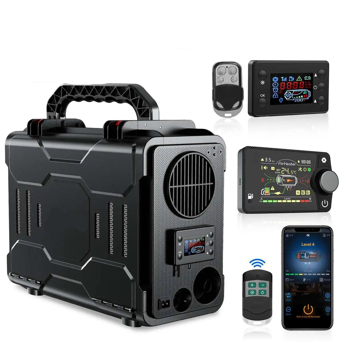 Автомобилен нагревател, дизел, 12V, регулируем, 5KW, Bluetooth ...