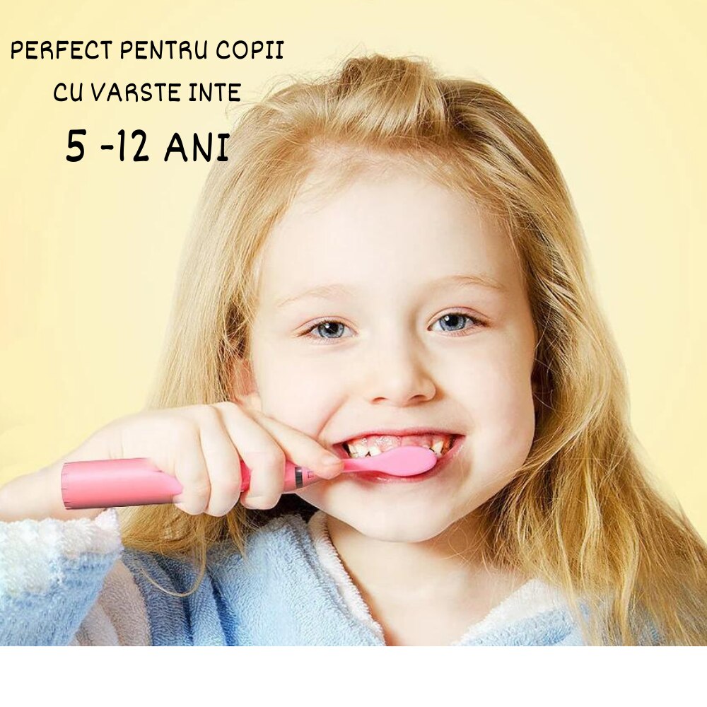 Periuta de dinti electrica pentru copii, rosie, 6 capete rezerva - eMAG.ro