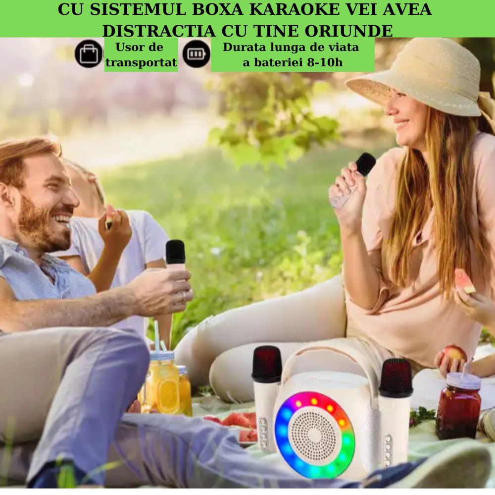 Sistem inteligent de Boxa portabila cu 2 Microfoane karaoke ...