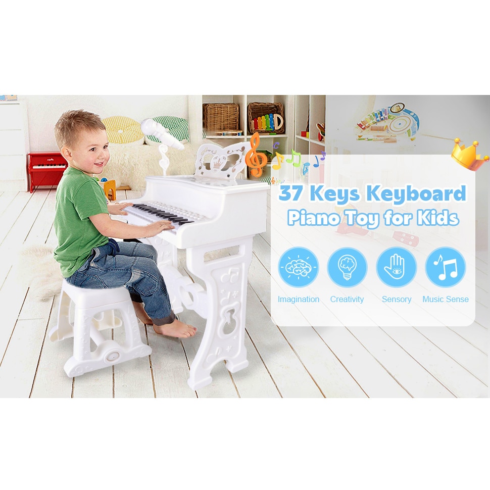Elektronikus zongora gyerekeknek székkel és mikrofonnal, funkció a ...