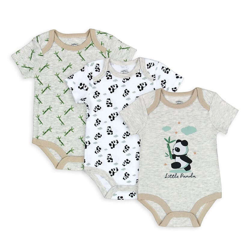 Set 3 body-uri din bumbac pentru bebelusi, model panda, marimea 3-6 ...