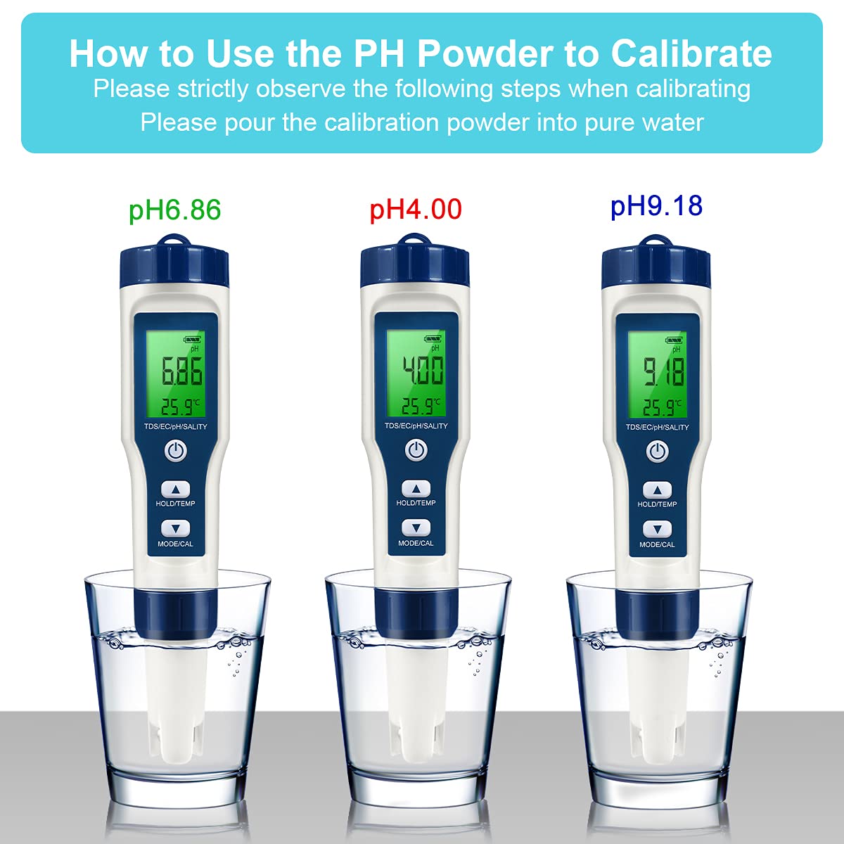 Tester calitate apa 5 in 1, MOSMAOO®, de masurat, salinitatea/PH/TDS/EC ...