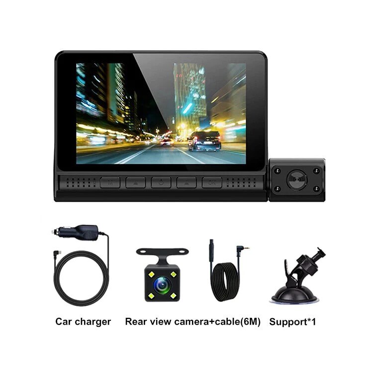 Camera Auto DVR, 3 Camere, Video Full HD 1440P, Ecran Tactil, Display 4 ...