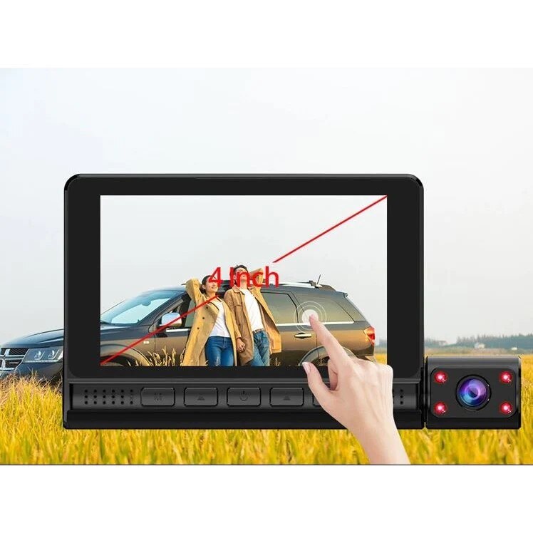 Camera Auto DVR, 3 Camere, Video Full HD 1440P, Ecran Tactil, Display 4 ...