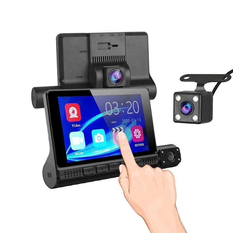 Camera Auto DVR, 3 Camere, Video Full HD 1440P, Ecran Tactil, Display 4 ...