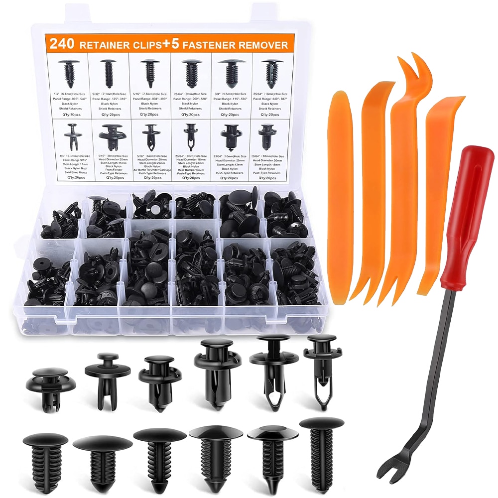 Set 240 piese cleme de fixare, Yefound®, clipsuri auto cu instrument de ...