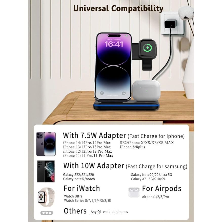 Statie de Incarcare Wireless 3 In 1 Suport Pentru Telefon VALVIRTALEX ...