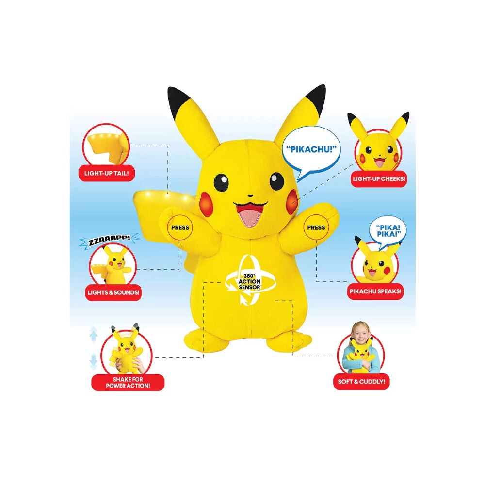 Figurina de Plus cu functii Pokemon, Power Action, Pikachu, 25 cm - eMAG.ro