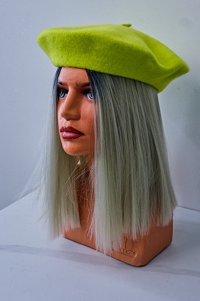 Basca dama French, de tip bereta, Verde lime, Diametrul 26 cm - eMAG.ro