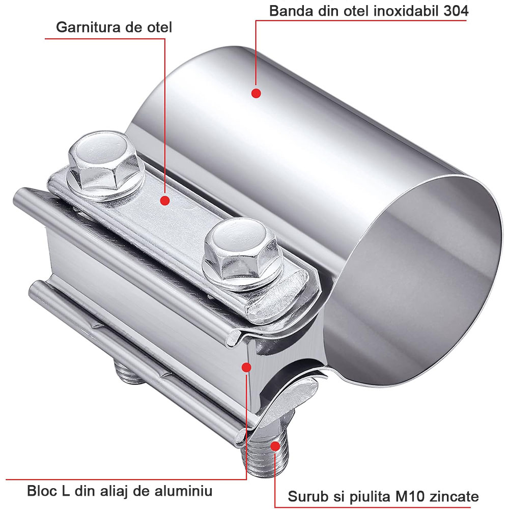 Conector teava esapamen, oein®, Aliaj aluminiu, 2.5 inchi, Argintiu ...